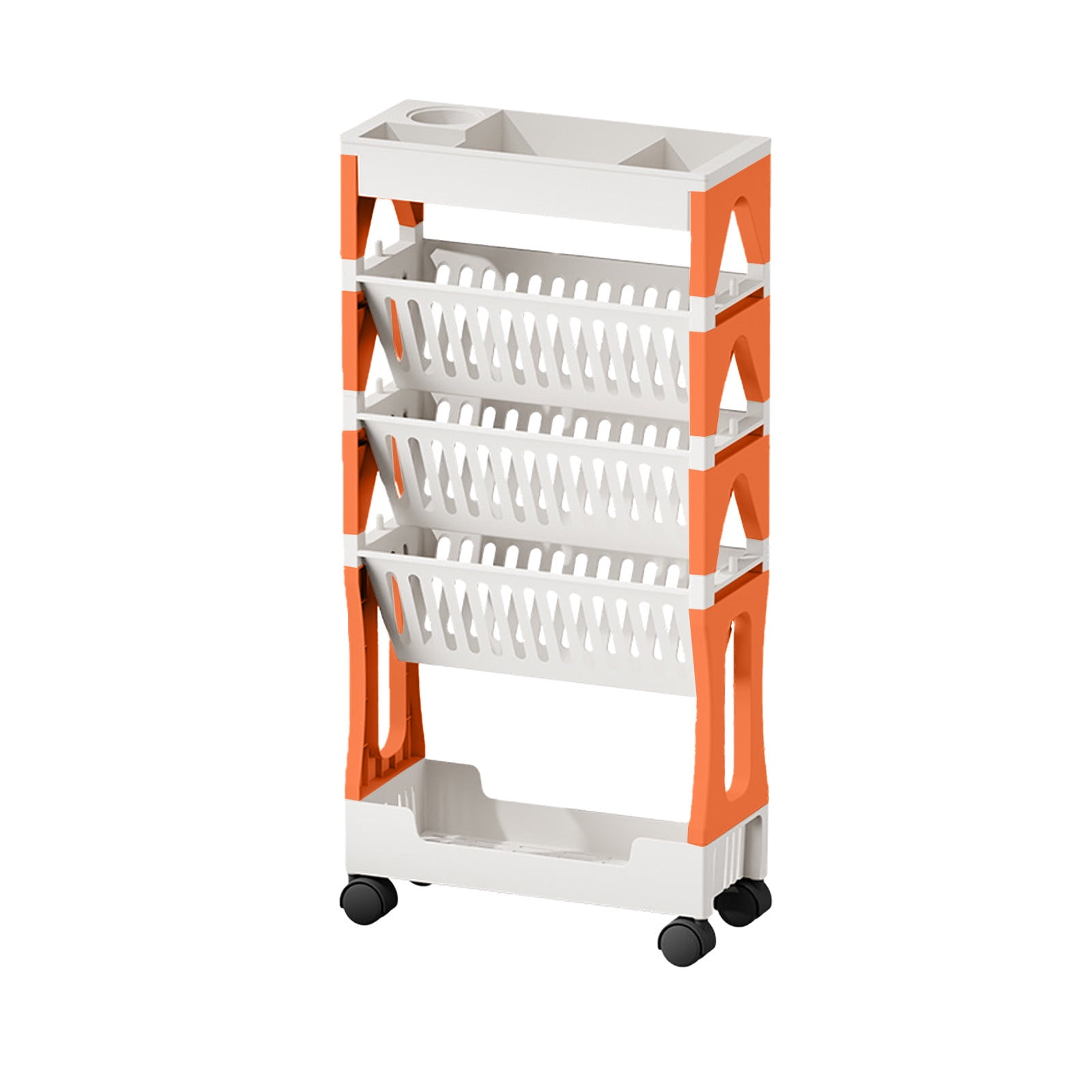 Amacok 5-Tier Rolling Book Cart, Mobile Bookshelf with Wheels, Movable ...