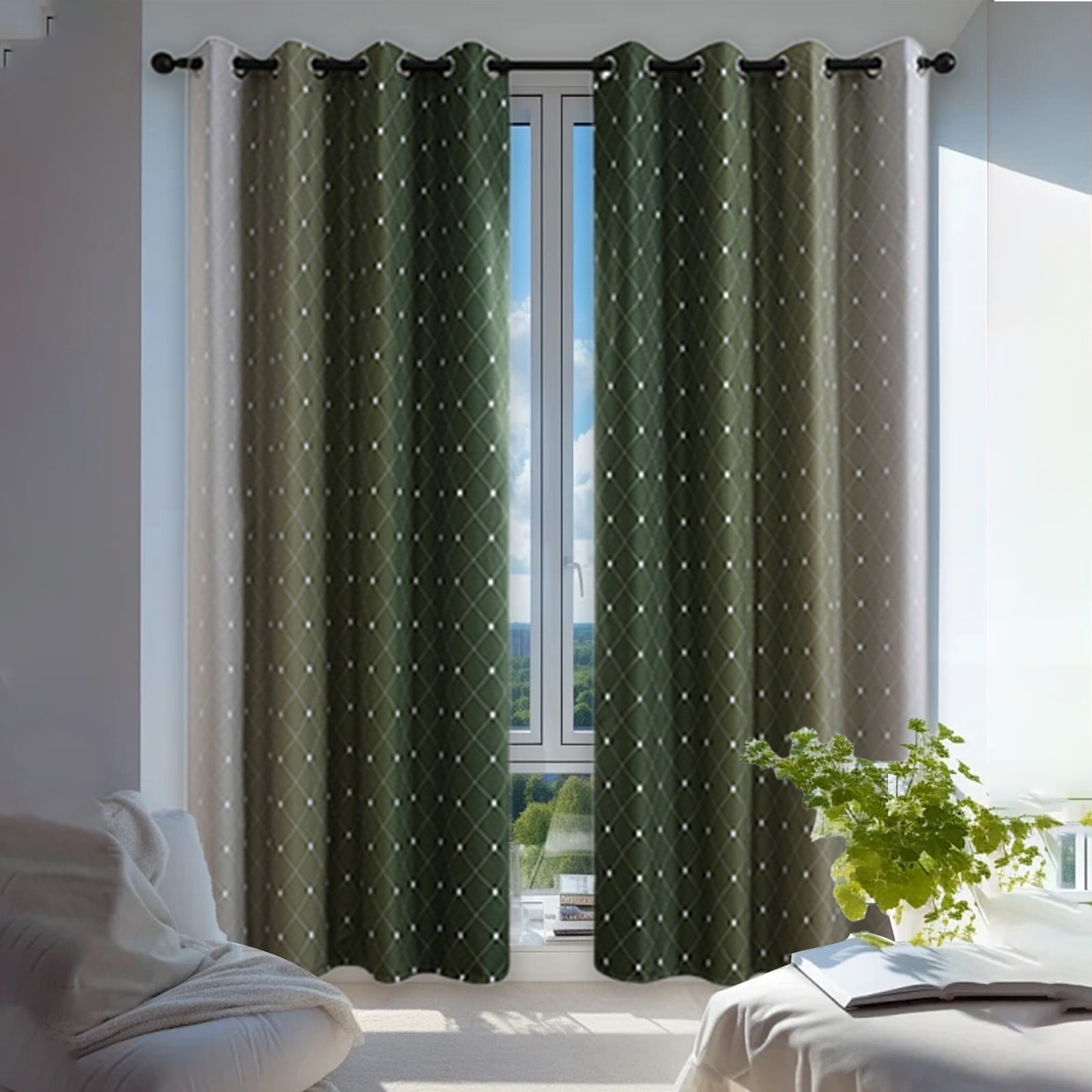 Amacok Blackout Curtains Thermal Insulated Drapes For Bedroom, 2 Panels ...