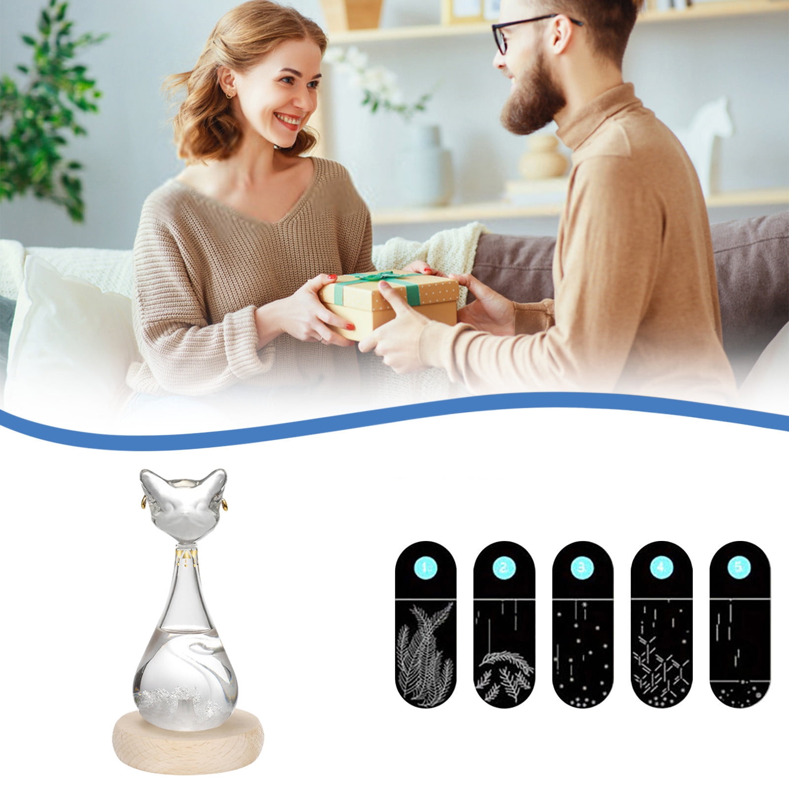 Amacok Cat Glass Weather Predictor, 4.7" Crystal Glass Bottle ...