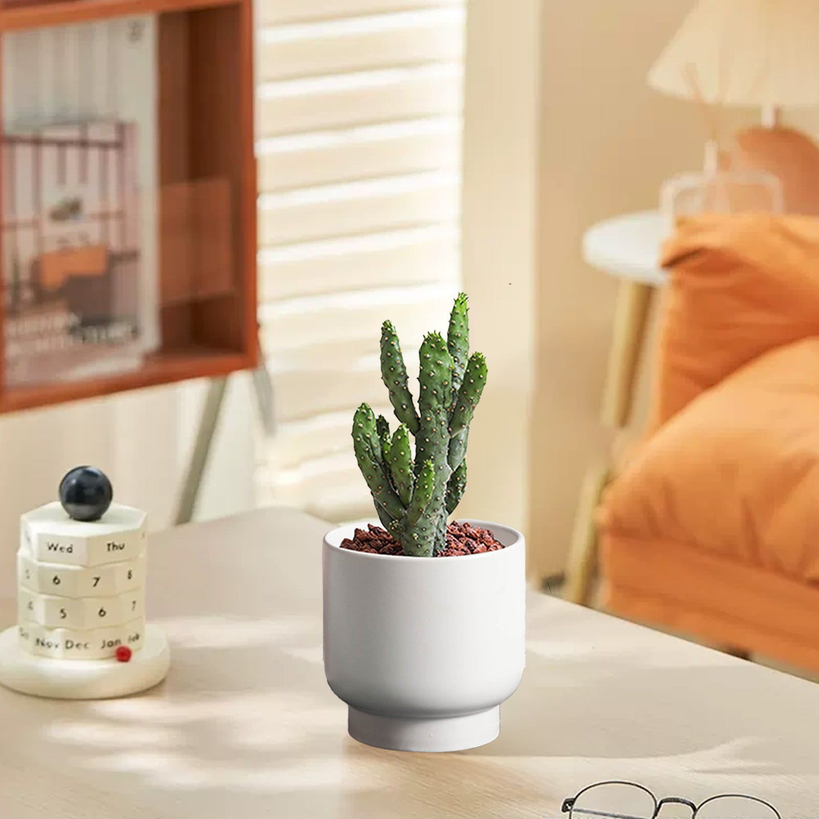 Amacok Ceramic Succulent Plant Pots Floral Small Plant Pots Indoor Modern Round Decorative ...
