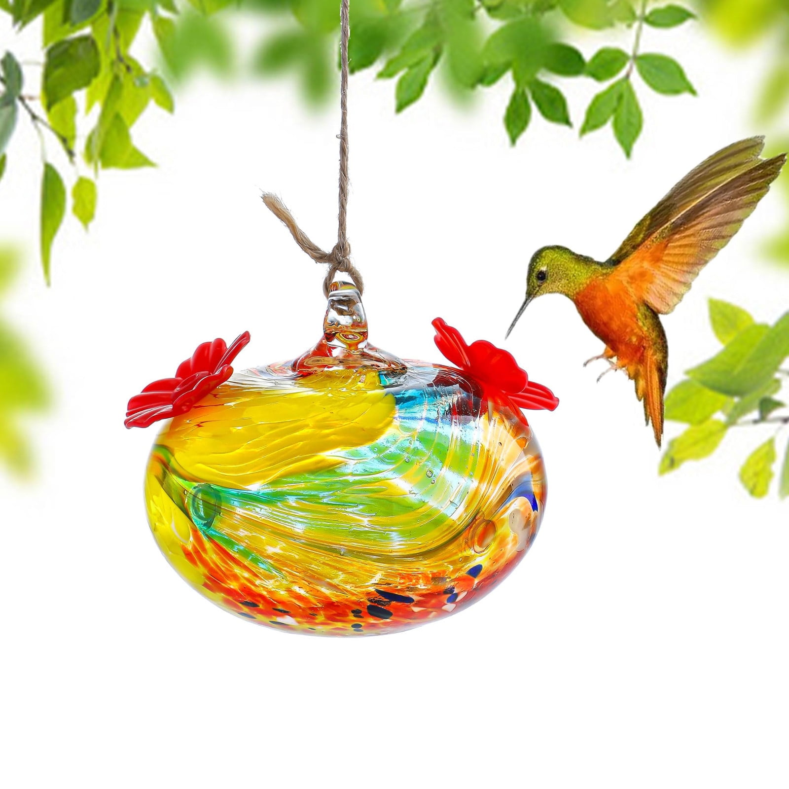 Amacok Colorful Glass Hummingbird Feeders, Small Size, Humming Bird ...