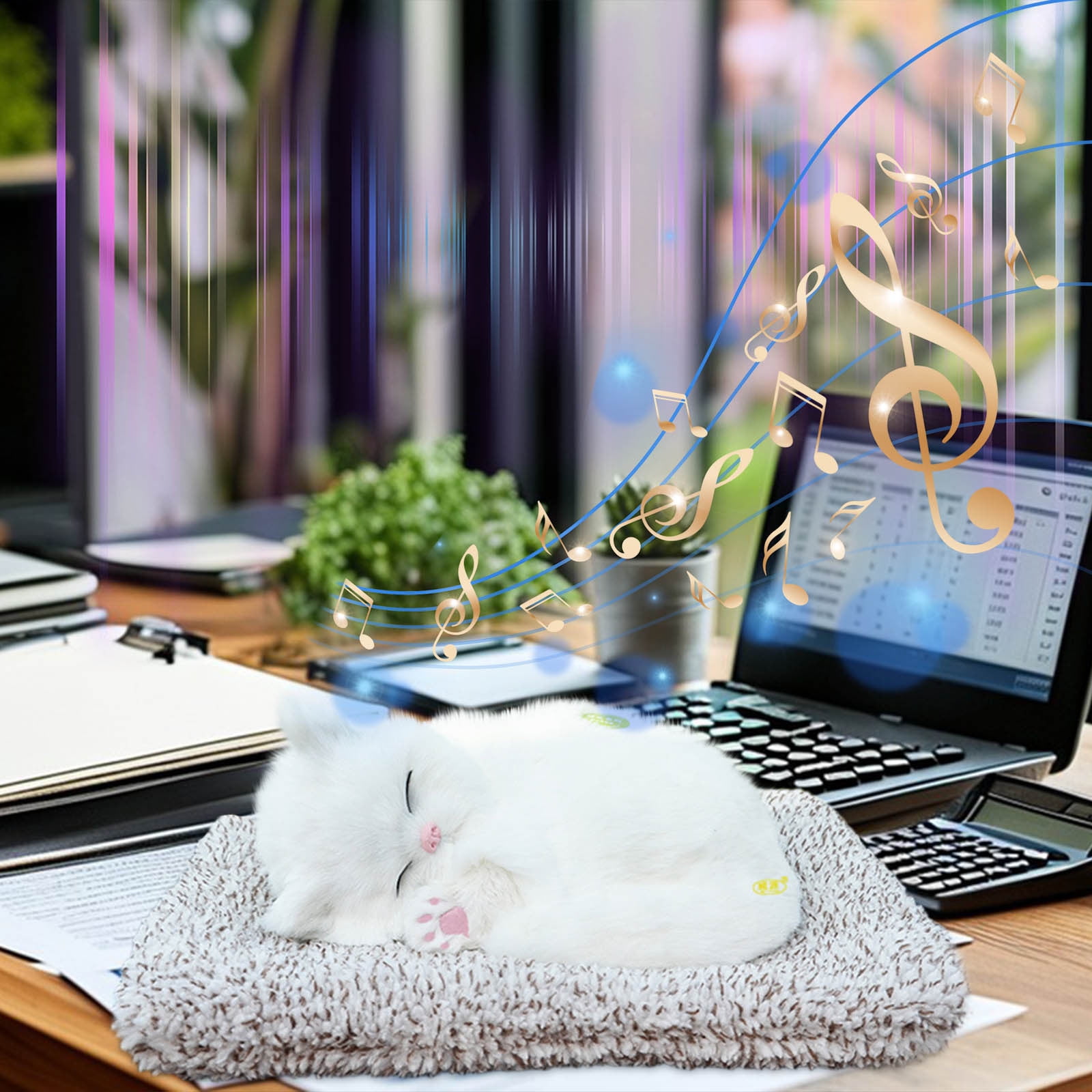 Amacok Cute Cat Plush Automotive Ornaments Realistic Kitty Animal ...