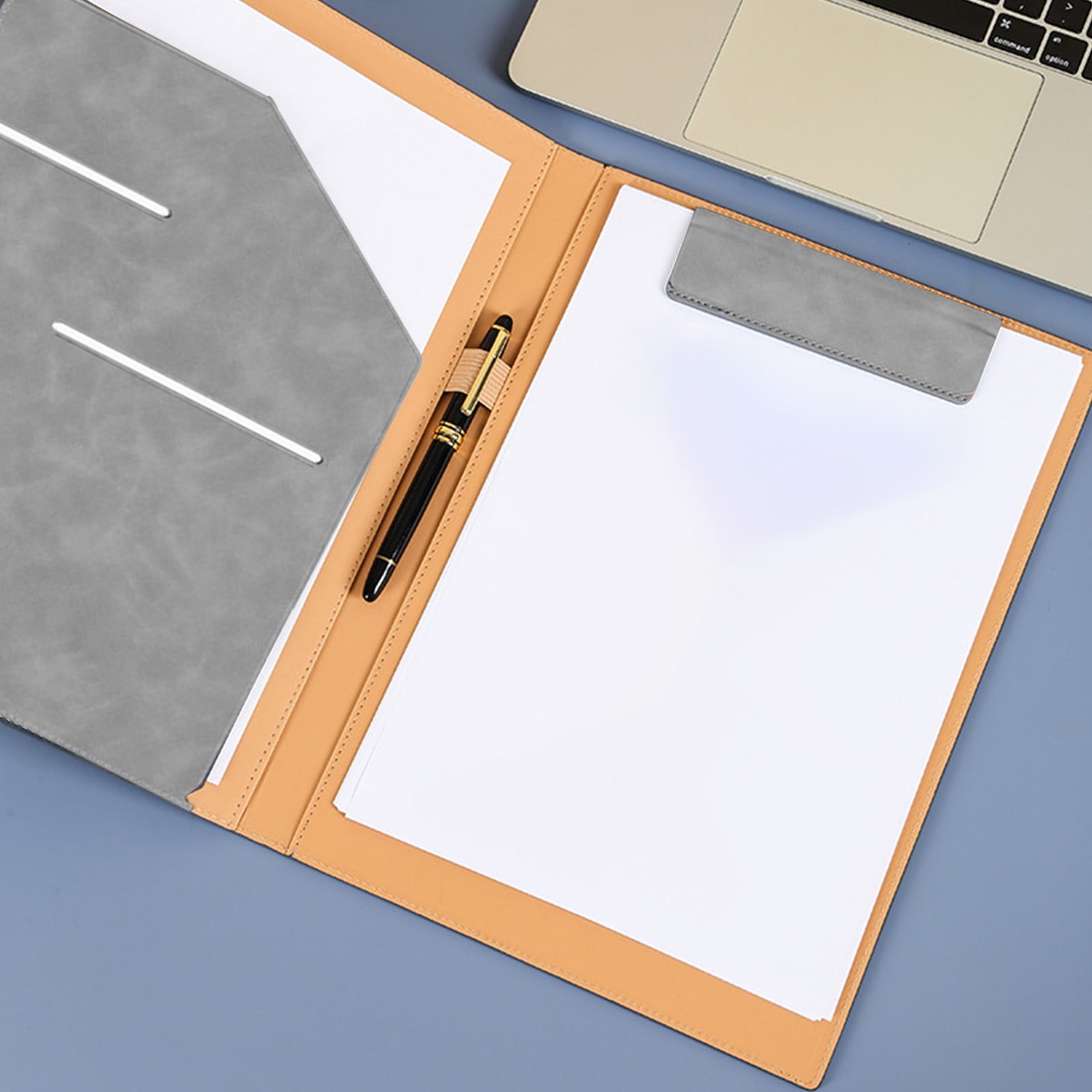 Amacok Faux Leather Portfolio Resume Folder Magnetic Legal Pad Conference Clipboard Document Organizer Business Card Holder Letter A4 and Writing