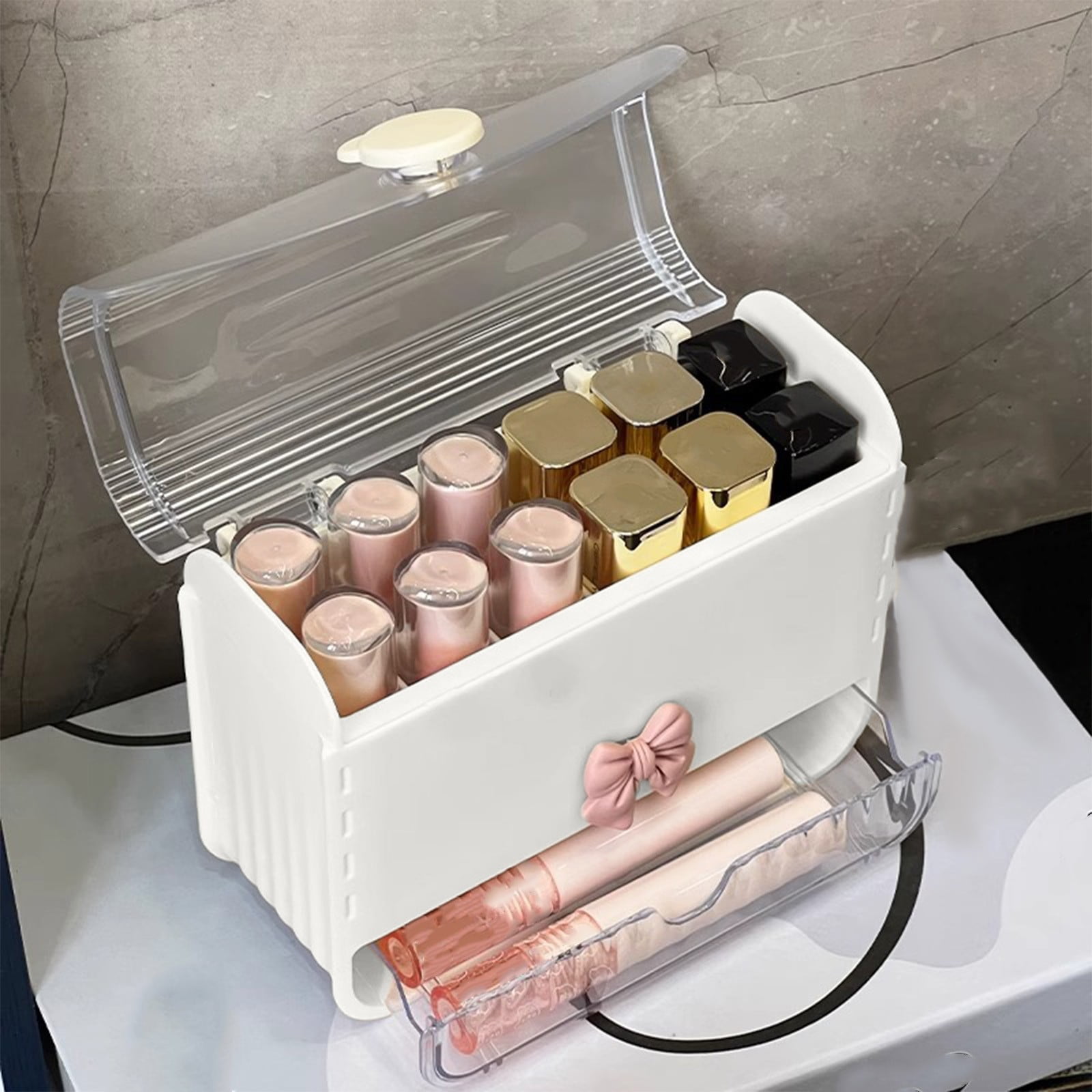 Amacok Lipstick Storage Organizer, Makeup Organizer with Transparent ...
