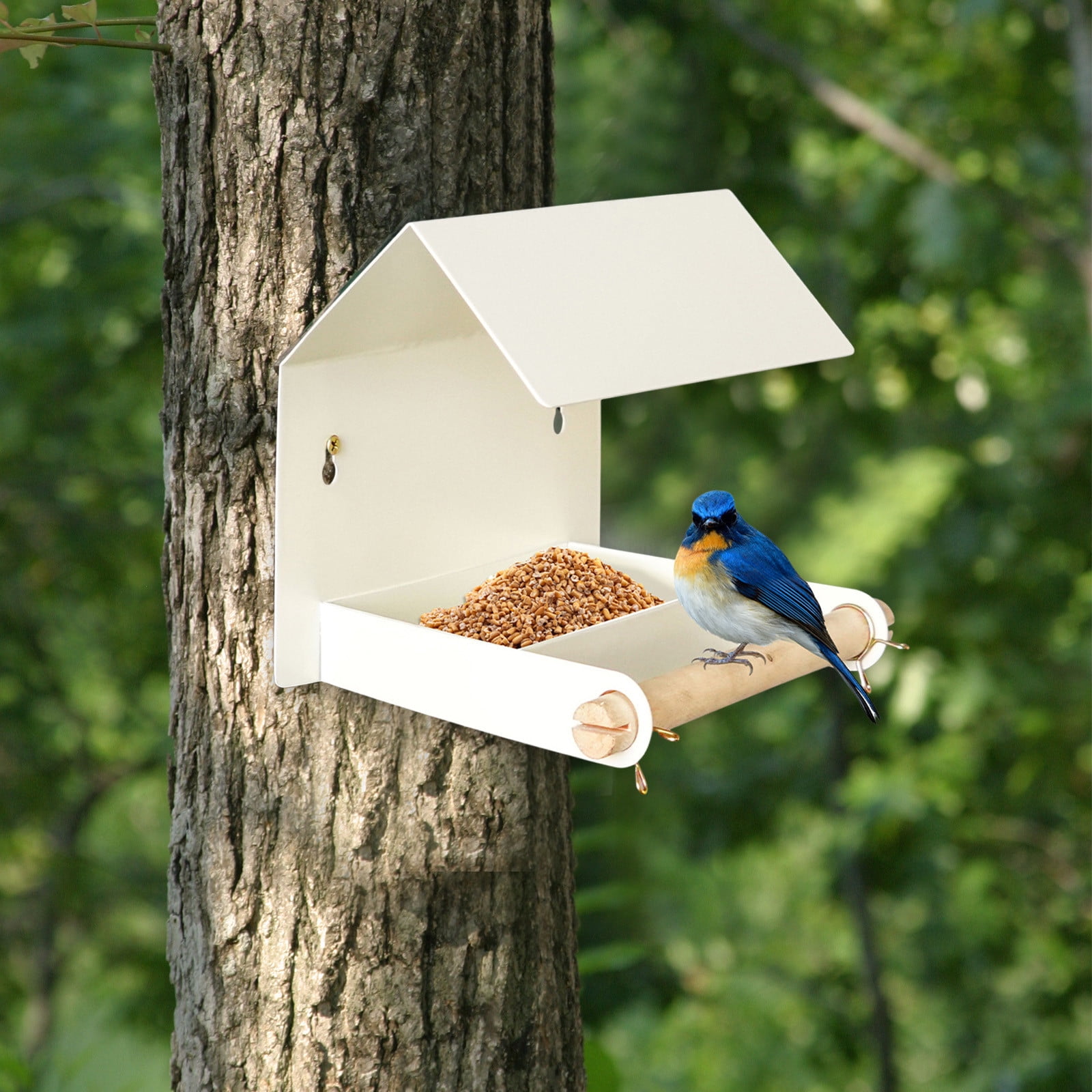 Amacok Metal Bird Feeders Wild Birds Feeding Tray Hanging Birds Feeder ...