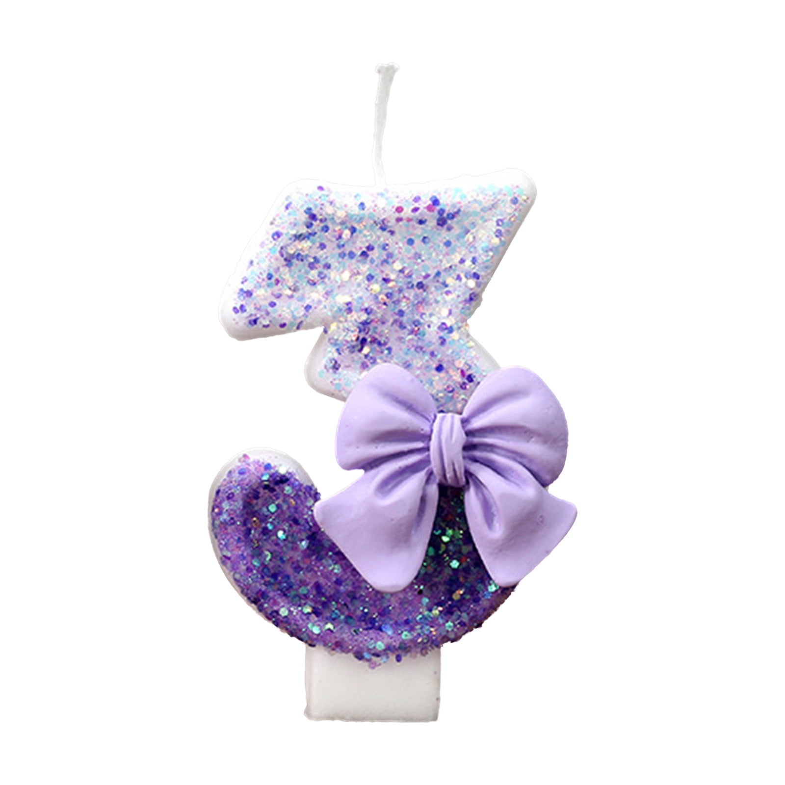 Amacok Number Candles for Birthday Cakes, 3.3" Gradient Purple Bow ...