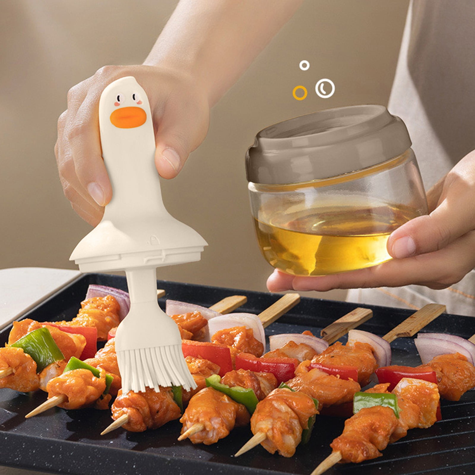 Amacok Oil Dispenser with Silicone Brush, Glass Oil Bottle with Brush ...