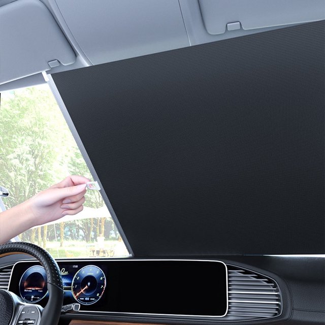 Amacok Retractable Windshield Sun Shade for Car, Heat Insulation Automatic Rolling Shutter ...
