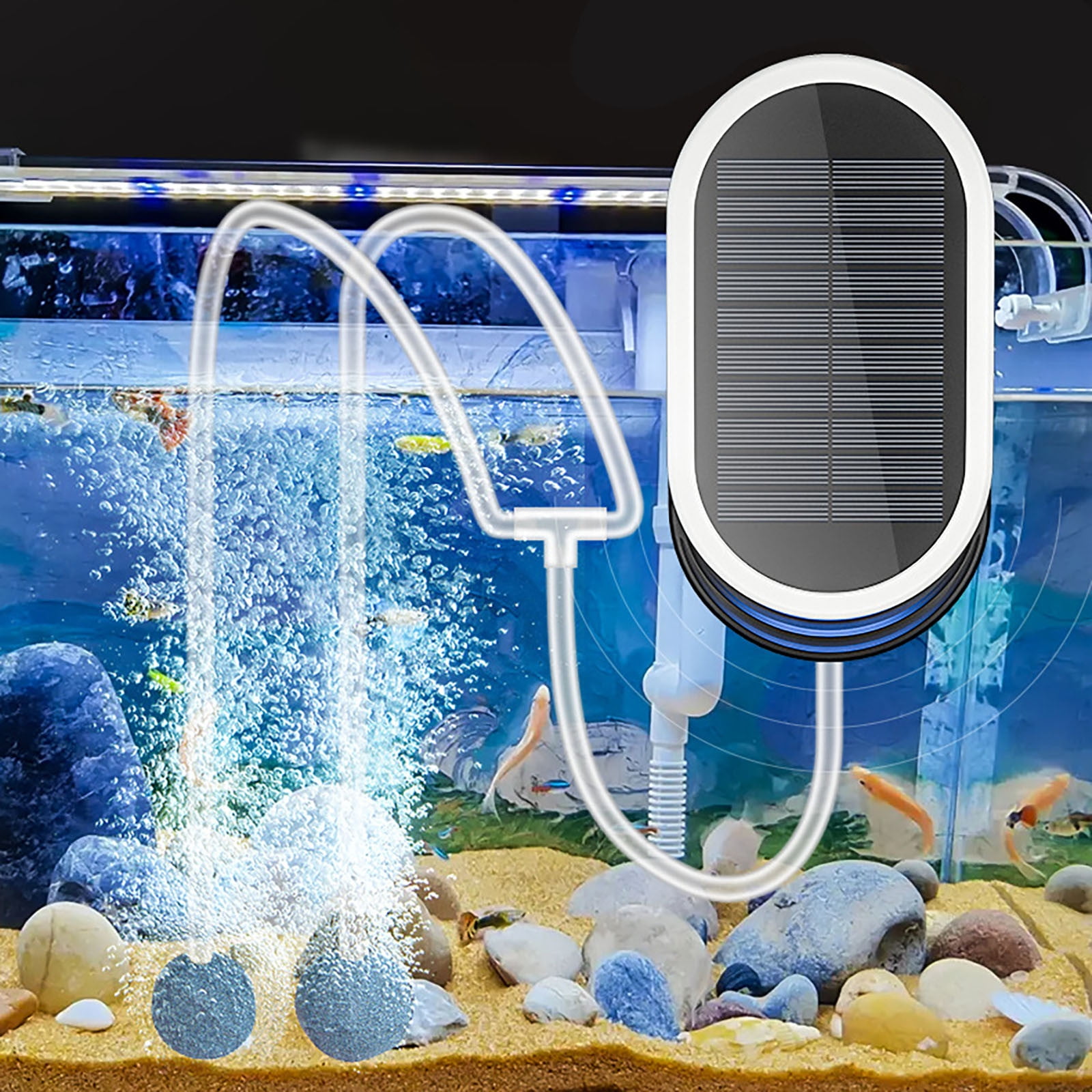 Amacok Solar Air-Pump with Usb Charging Portable Fish Bait Aerator Live ...