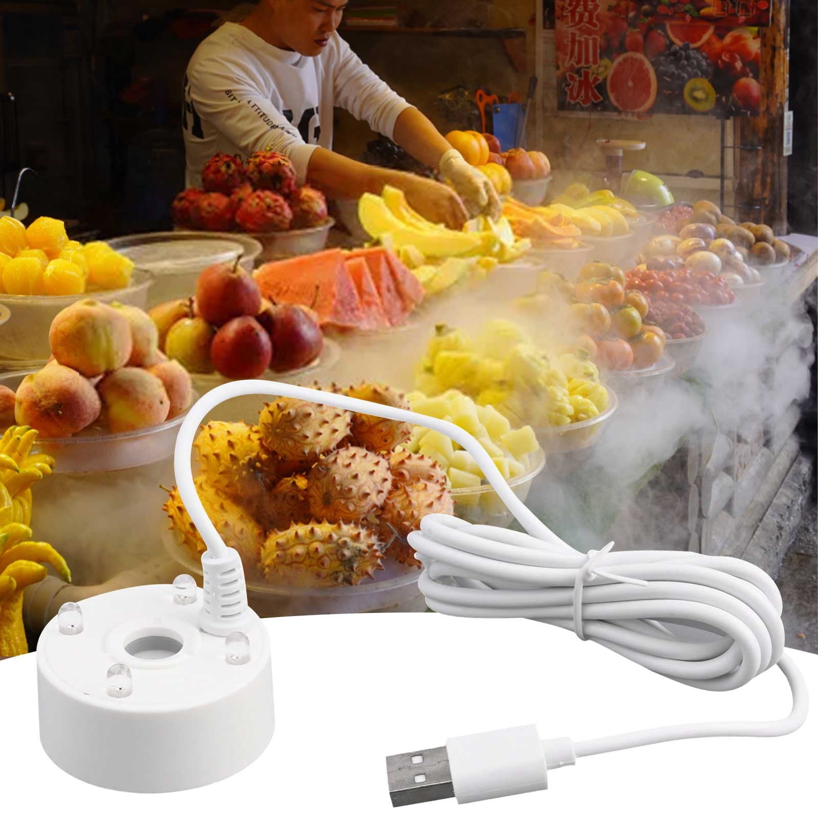 Amacok Usb Mist Maker, Mini Fountain Mister Fogger with 4 Led Lights ...