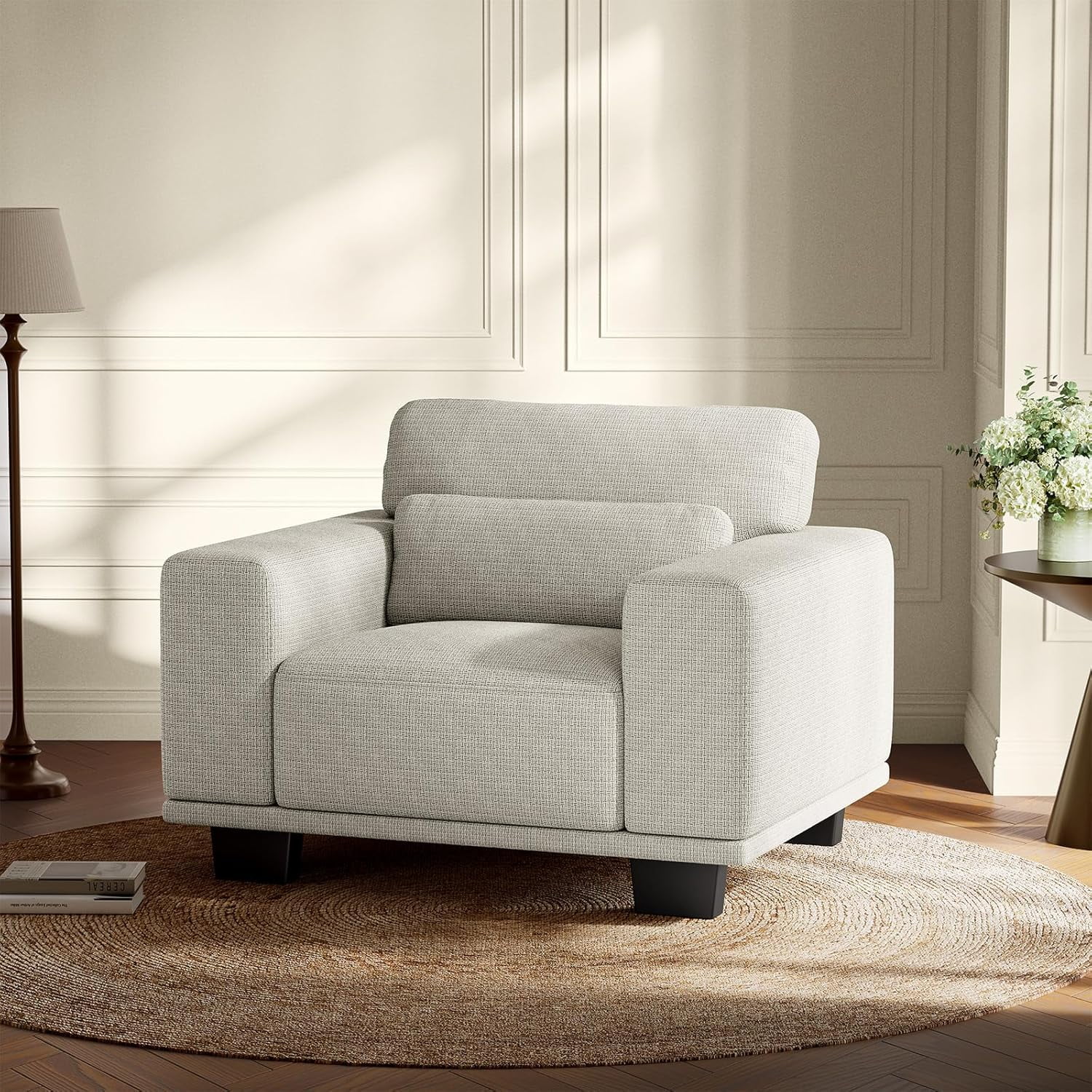 Amada 40" Oversized Accent Chair, Linen Fabric Modern Chair with Deep ...