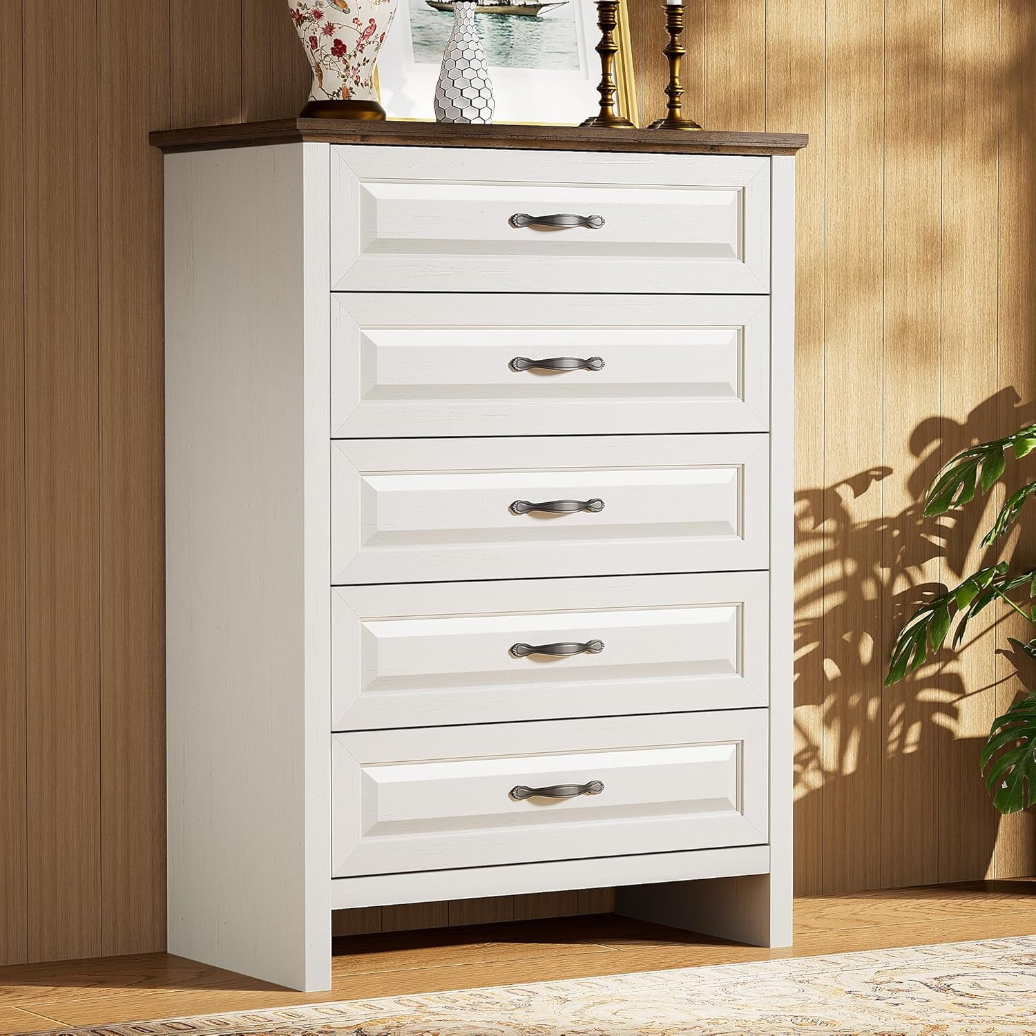 Amada 5 Drawer Dresser for Bedroom with Wood Drawers, Supports up to 22 ...