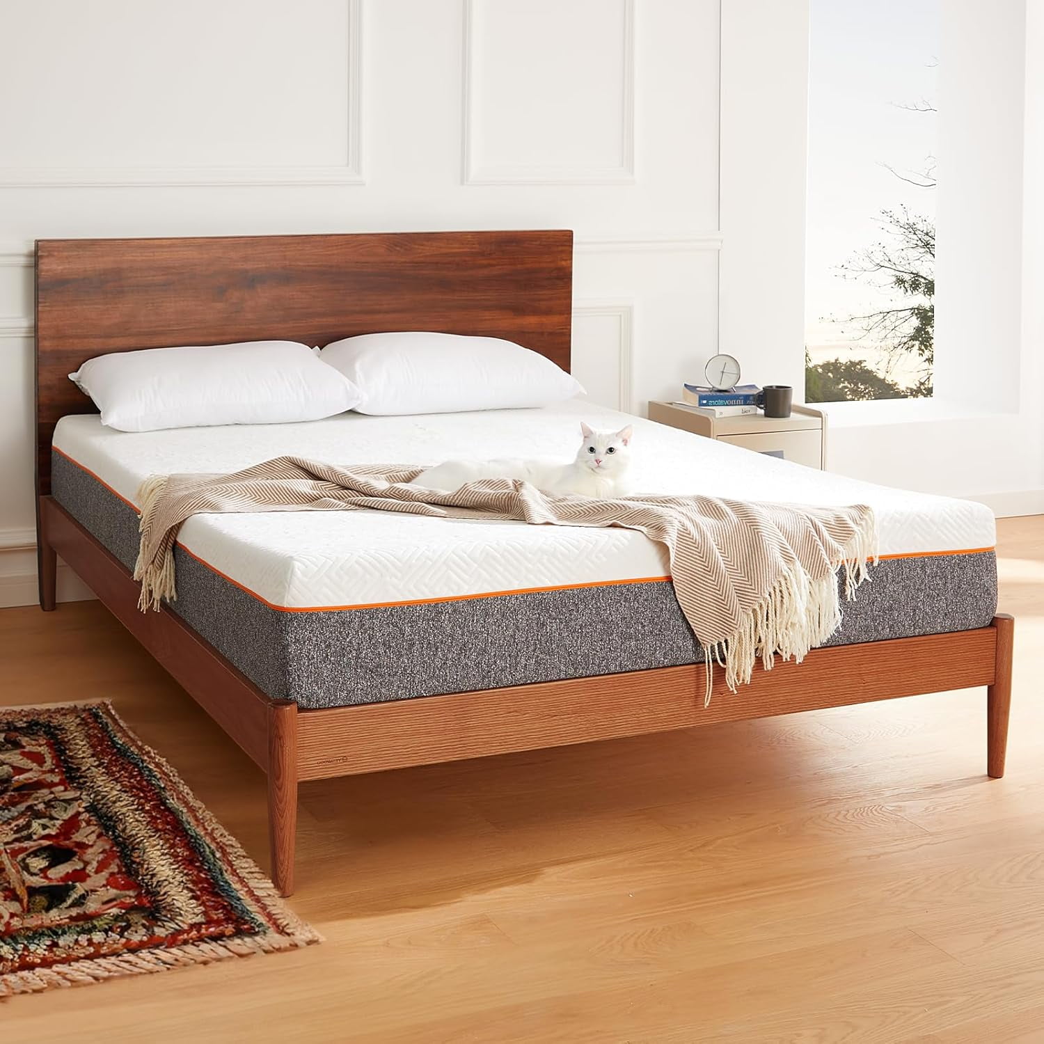 Amada Queen Size 8 inch Cooling Gel Memory Foam Mattress in a Box, Queen Mattress for Comfort ...