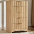Tall 5 Drawer Dresser, Modern Fluted Vertical Chest with Rounded ...