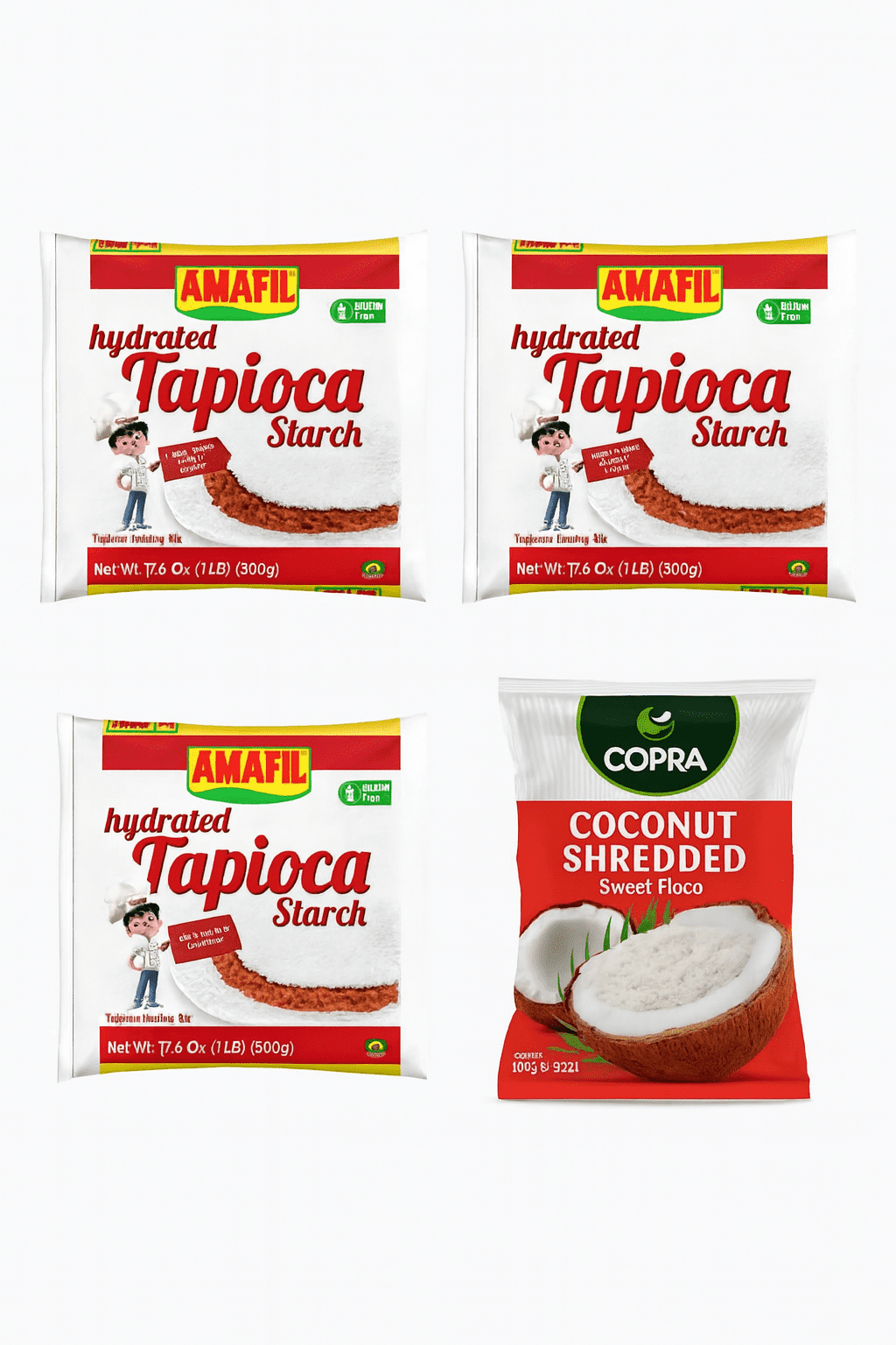 Amafil Hydrated Tapioca Starch 17.6 oz Pack of 3 + Copra Shredded ...