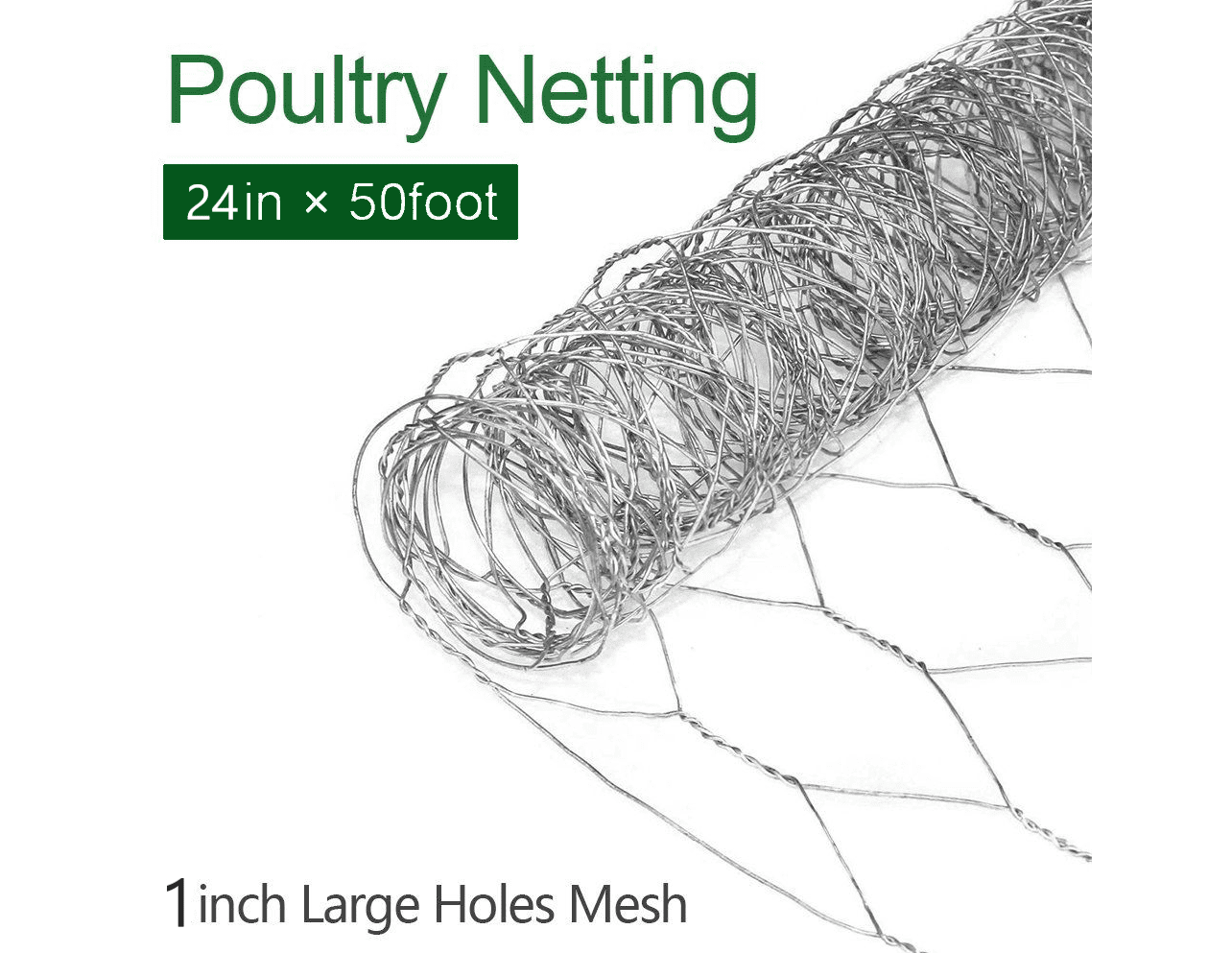Amagabeli 1 inch 48inchx50ft Hexagonal Poultry Netting Galvanized ...