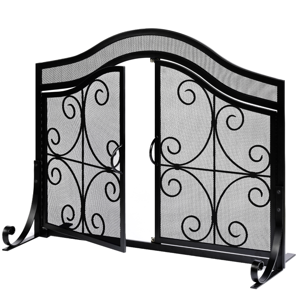 Dec Mode Farmhouse Metal Fireplace Screen with Brown and Green Tree ...