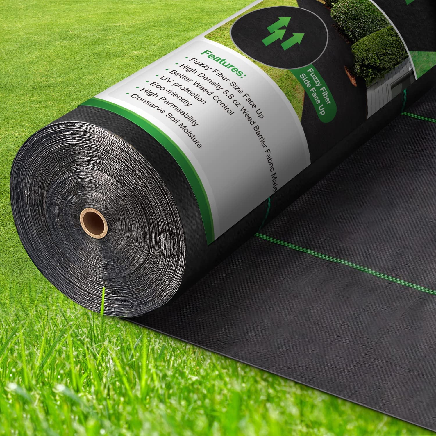 Amagabeli 5.8oz Heavy-Duty, Polypropylene Landscape Fabric, 3ft x 100ft ...