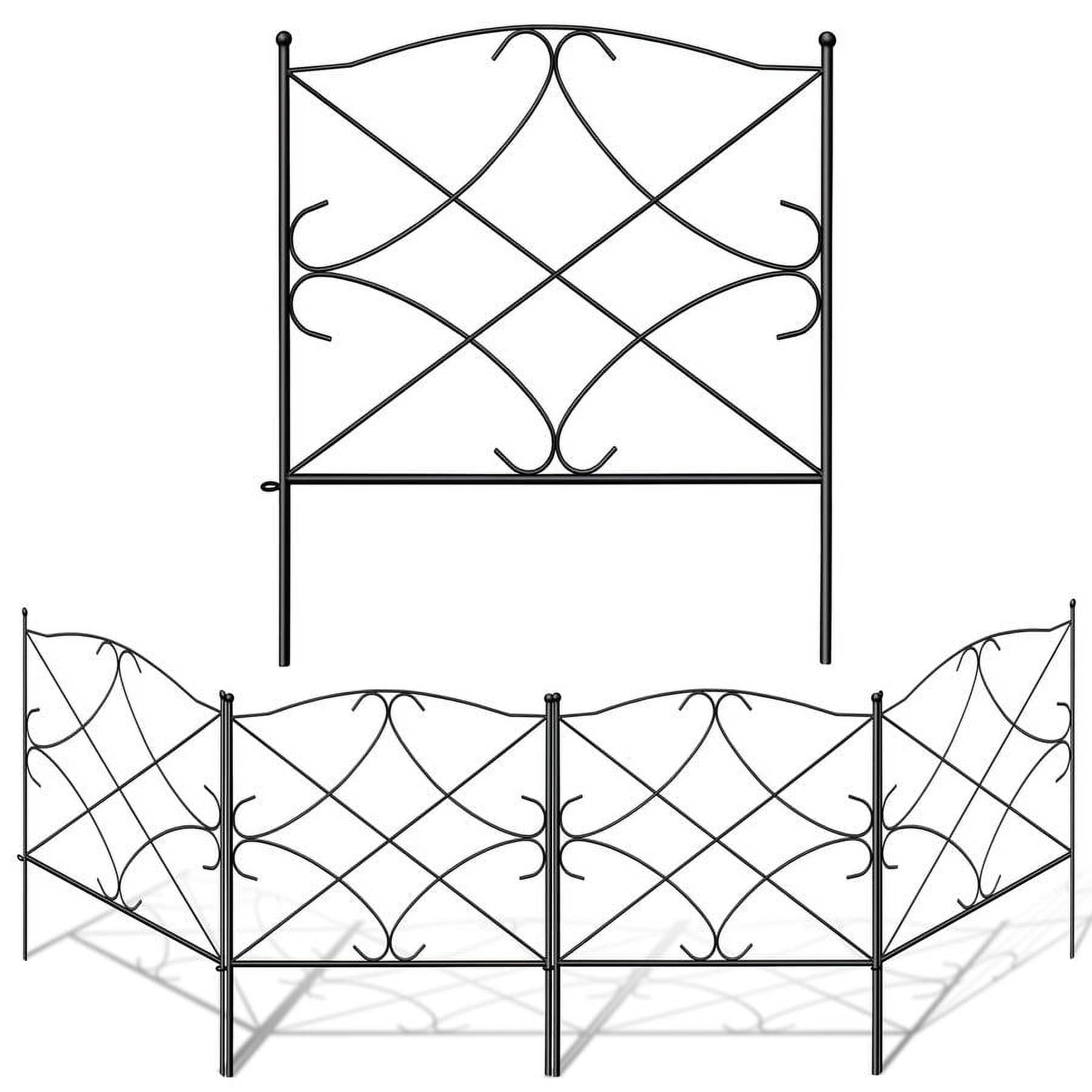 Amagabeli Decorative Garden Fence 24x24 Inch - Vinyl Coated Steel Lawn ...