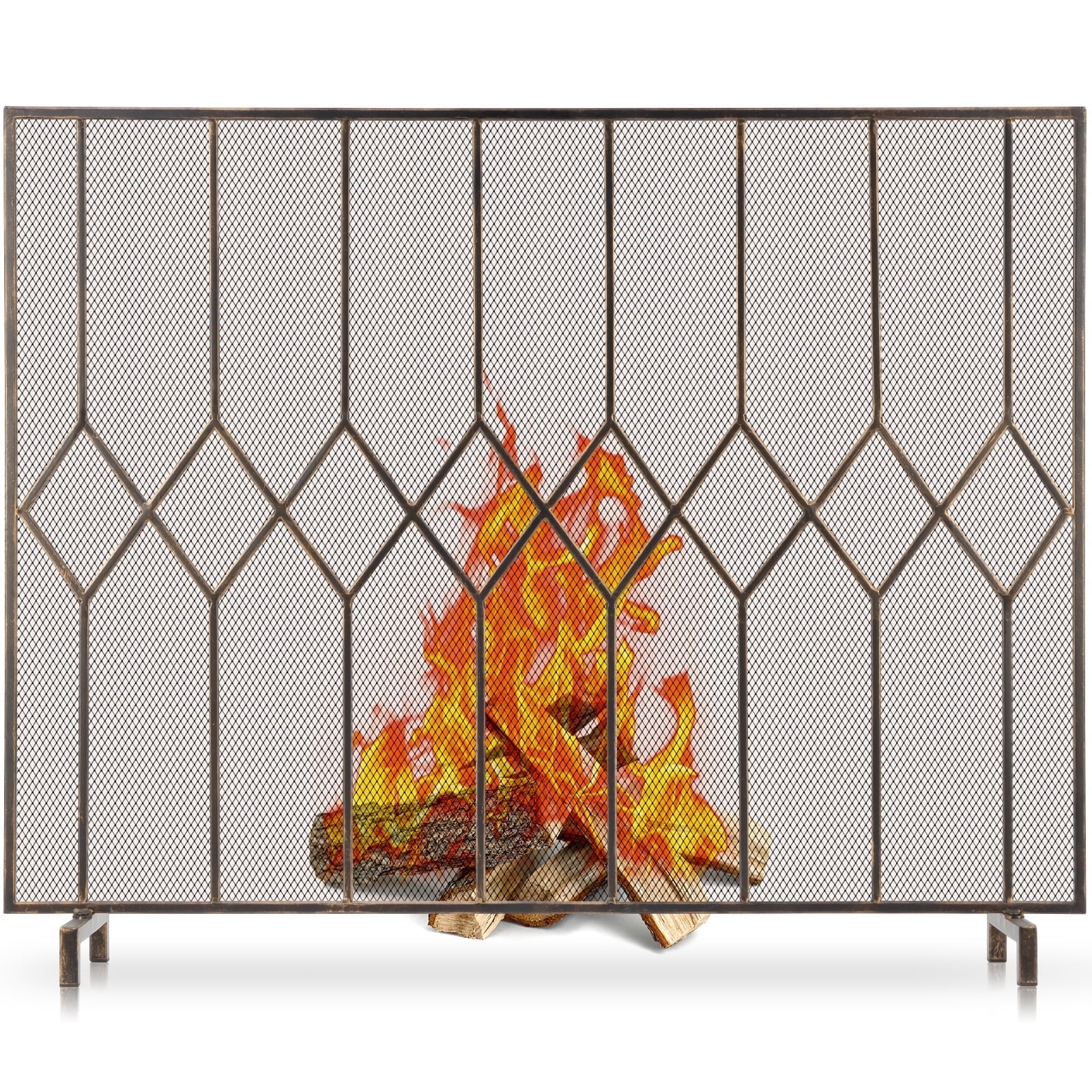 Amagabeli Folding Extra-Large Decorative Fireplace Screen, Wrought Iron ...