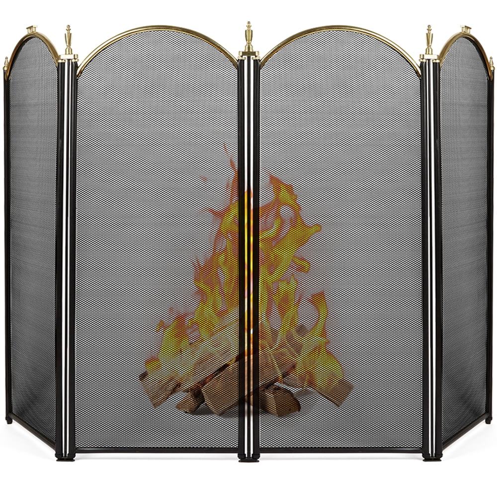 Amagabeli Large 4-Panel Wrought Iron Spark Guard Decorative Fireplace ...