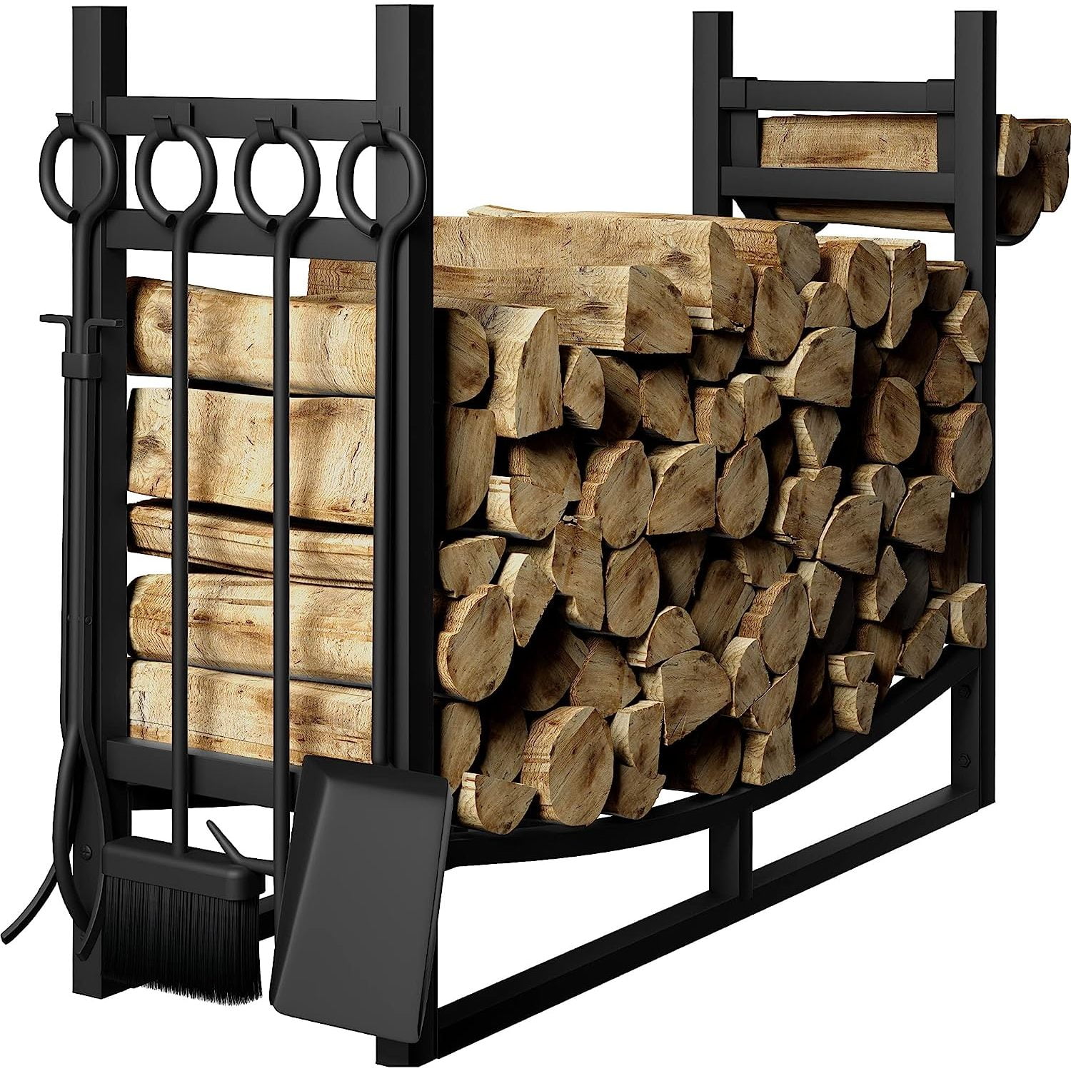 Amagabeli Large Wide Firewood Rack Fireplace Tool Rack Indoor Outdoor ...