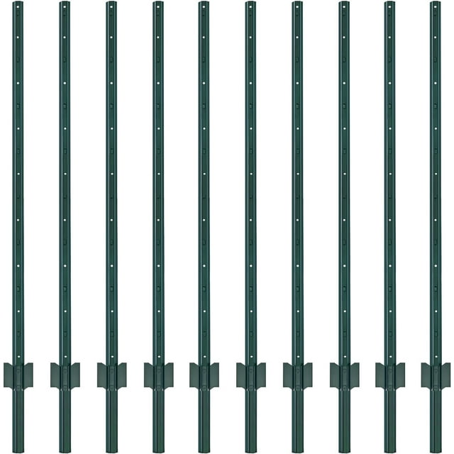 Amagabeli 10-Pack 5ft Sturdy U-Post Green Coated Metal Ground Anchor ...