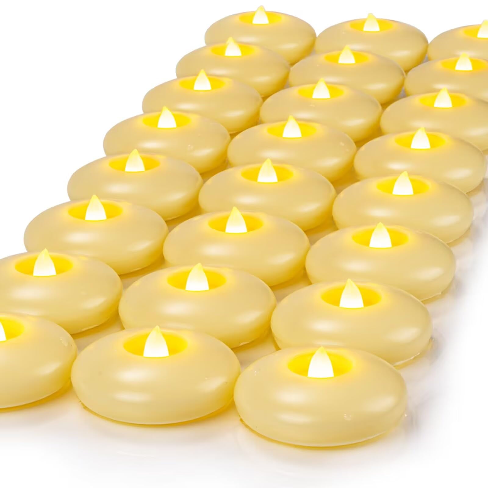 Amagic 24Pack 3” Flameless Led Floating Candles, Ivory Base,200 Hour ...