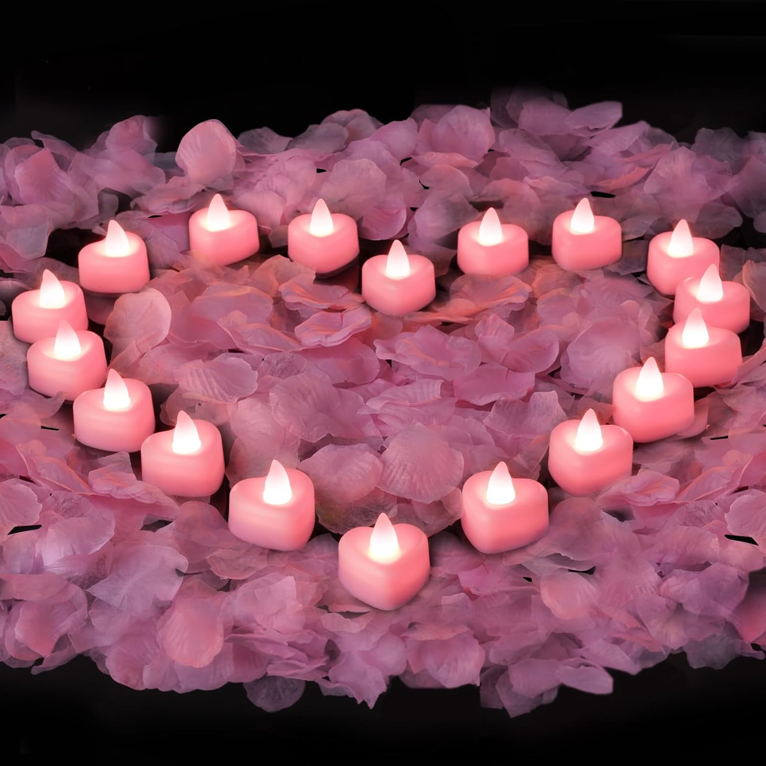 Amagic 4000 Pieces Pink Artificial Rose Petals with 50 Pink Heart LED ...