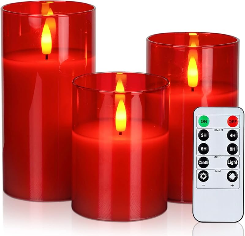 Amagic Clear Glass Flameless Candles Battery Operated with Timer ...