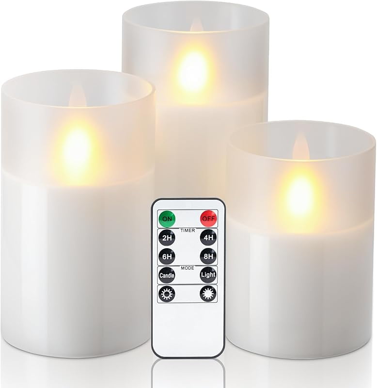 Amagic Clear Glass Flameless Candles Battery Operated with Timer ...
