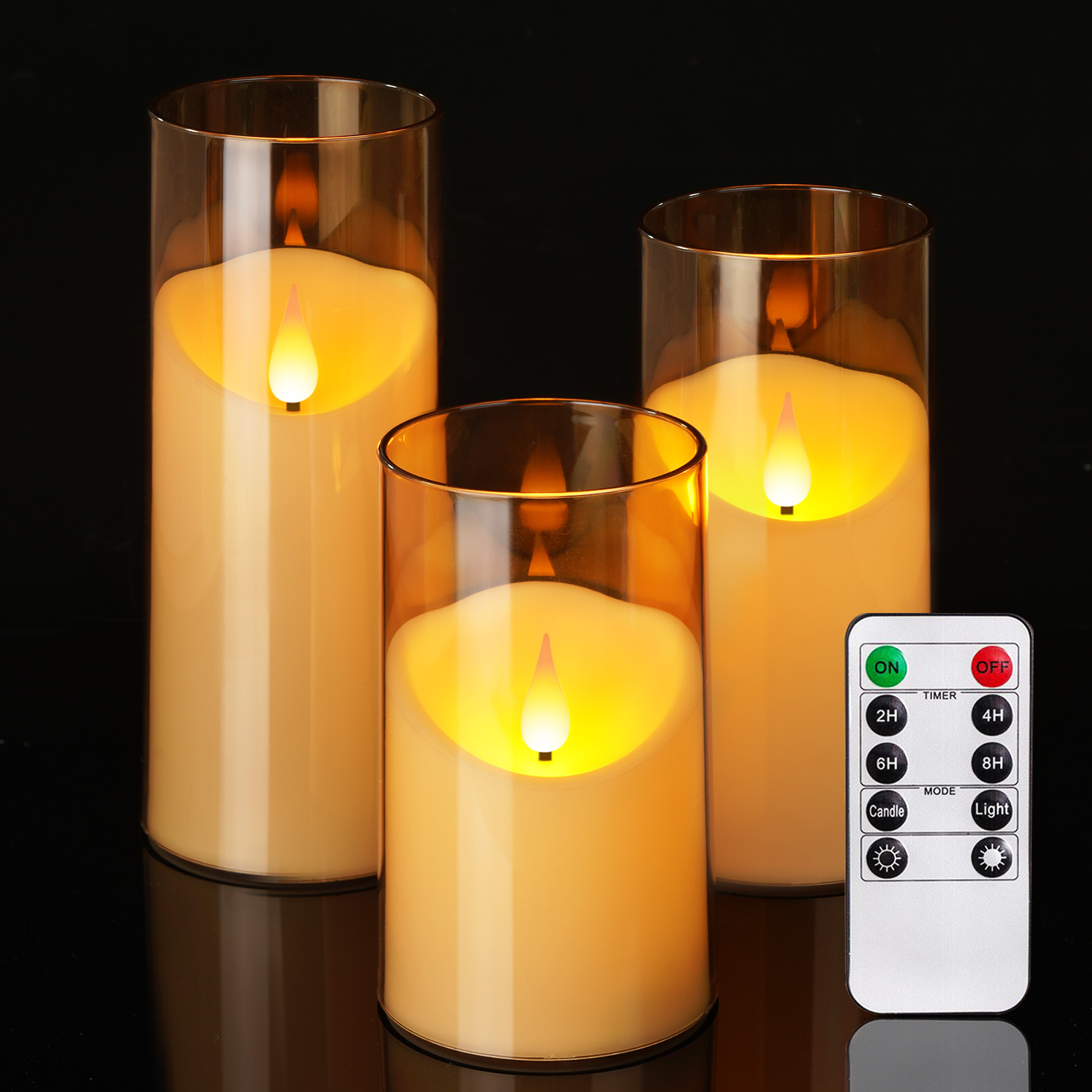 Meltone LED Flameless Candles with Remote(D 3" x H 4" 5" 6"), Battery ...