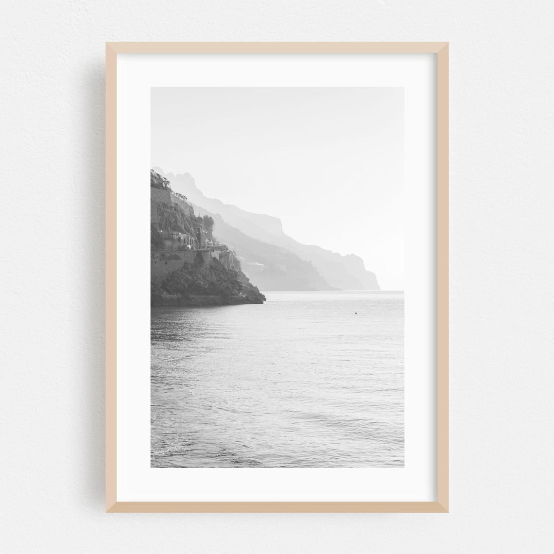 Amalfi Campania Italy Coastal Black White Ocean Fine Minimalist ...