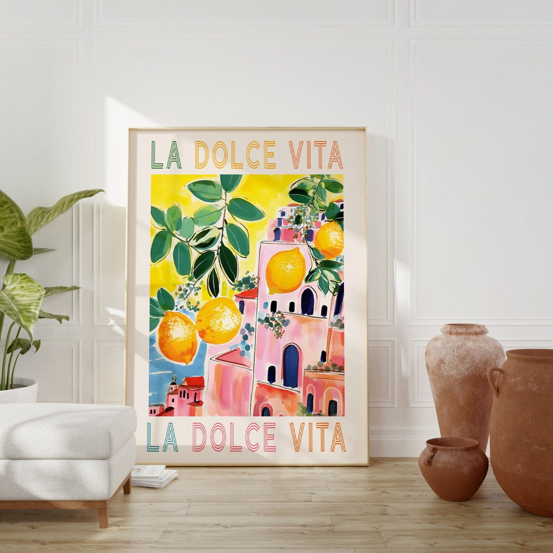 Amalfi Coast Art Poster: La Dolce Vita, Italy Travel Poster, Unframed Canvas Size 16x24 ...
