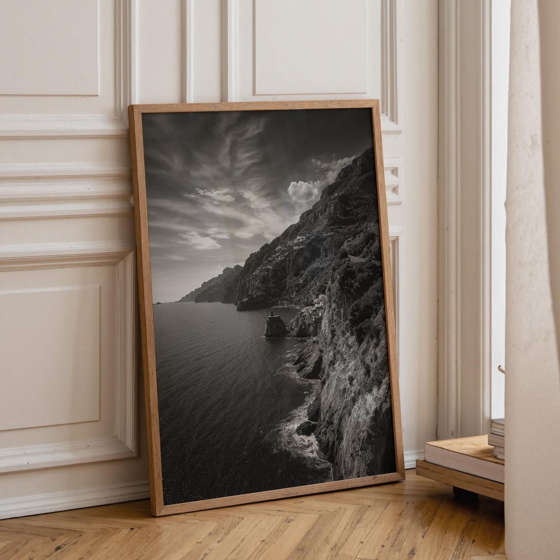 Amalfi Coast Black White Italian Coastal Landscape Photography Dramatic ...