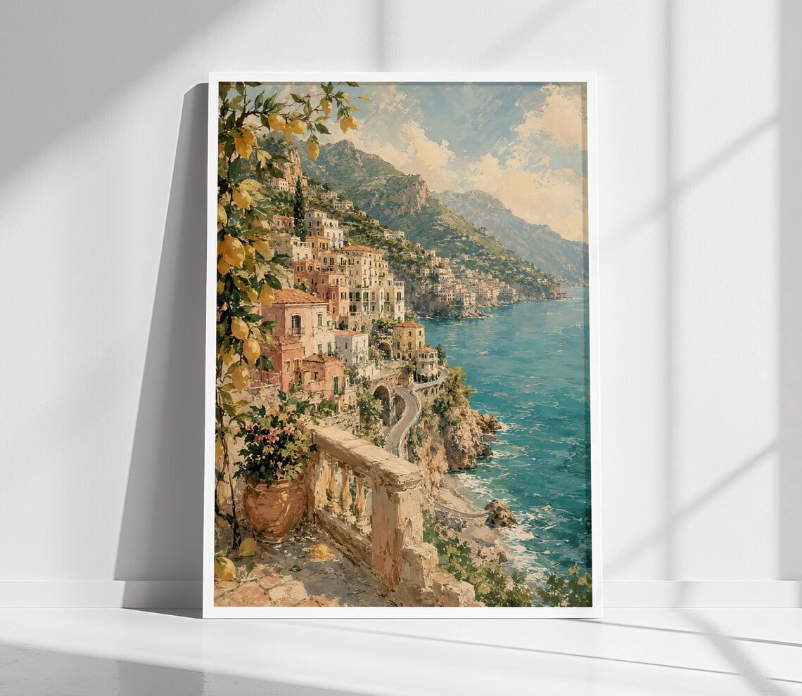 Amalfi Coast Cliffside Town Poster, Unframed Paper Poster 11x14in ...