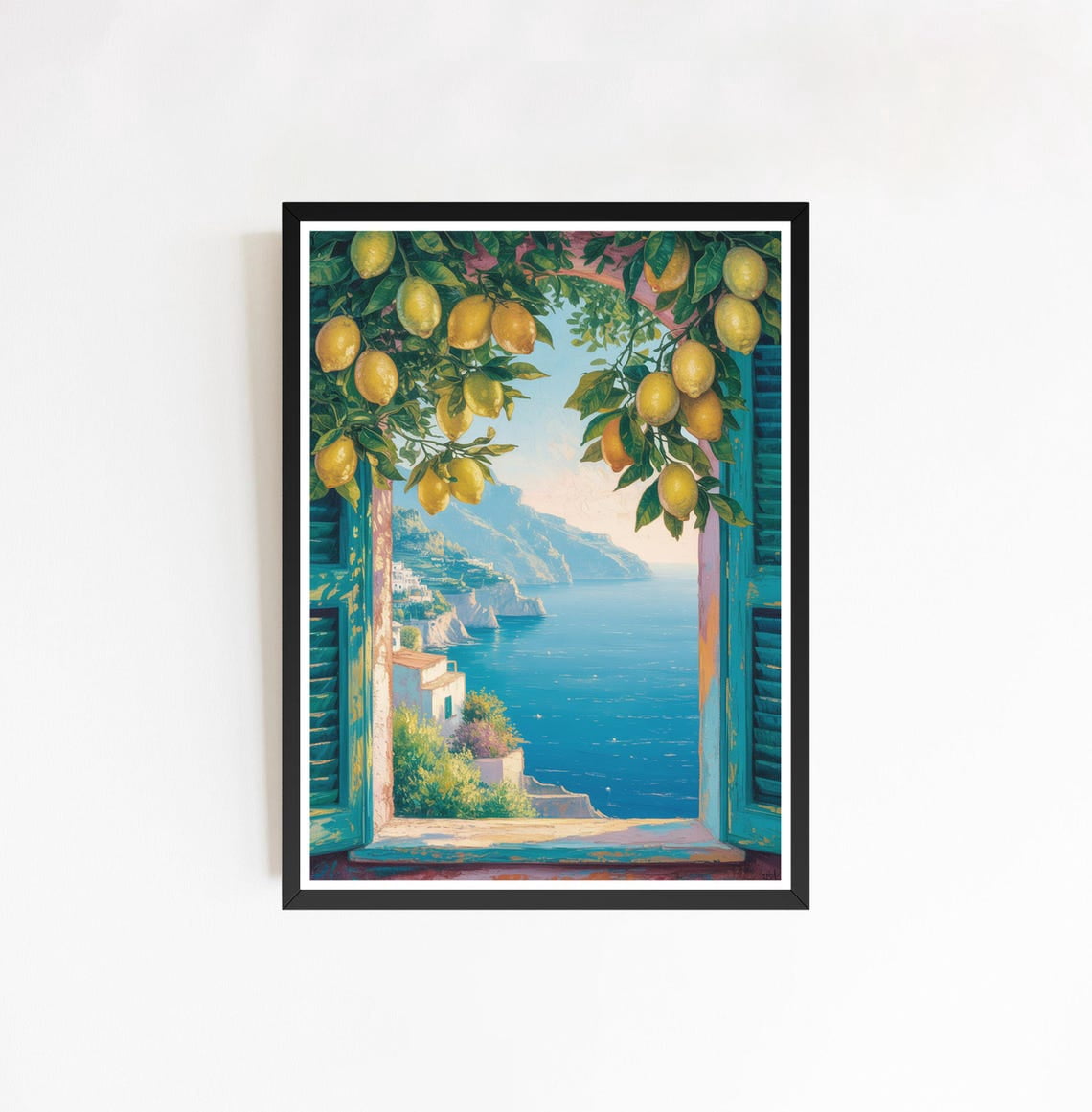 Amalfi Coast Coastal Seaside Cliffs Italy Lemon Trees Travel Art ...