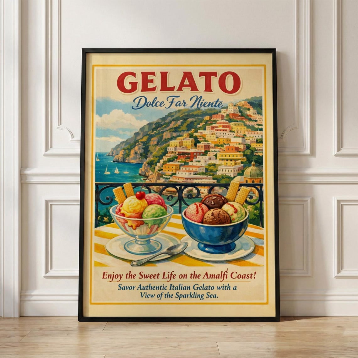 Amalfi Coast Gelato Vintage Italian Travel Colorful Kitchen Dining ...