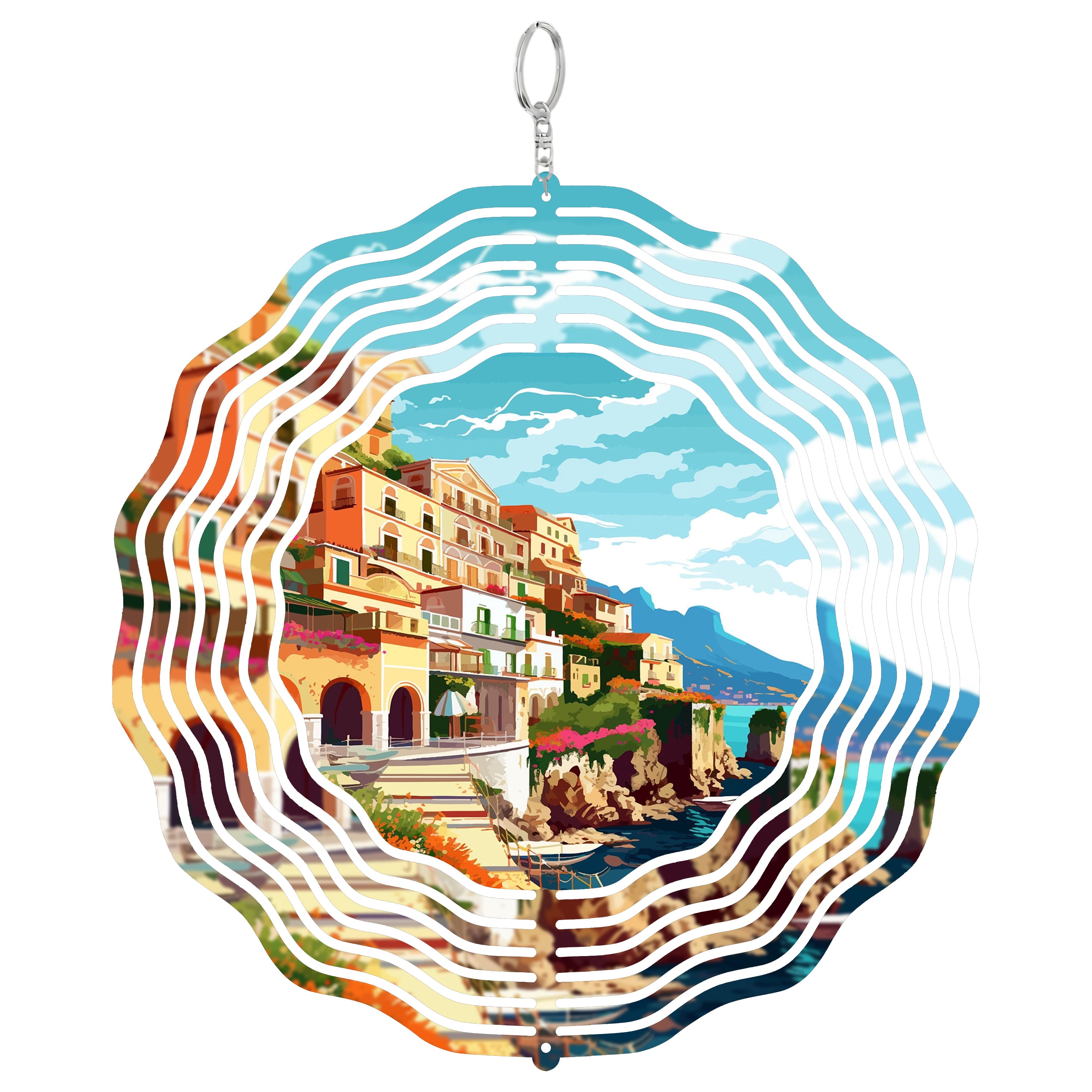 Amalfi Coast Italy Cliffside 3D Wind Spinner Kinetic Hanging Yard Art ...