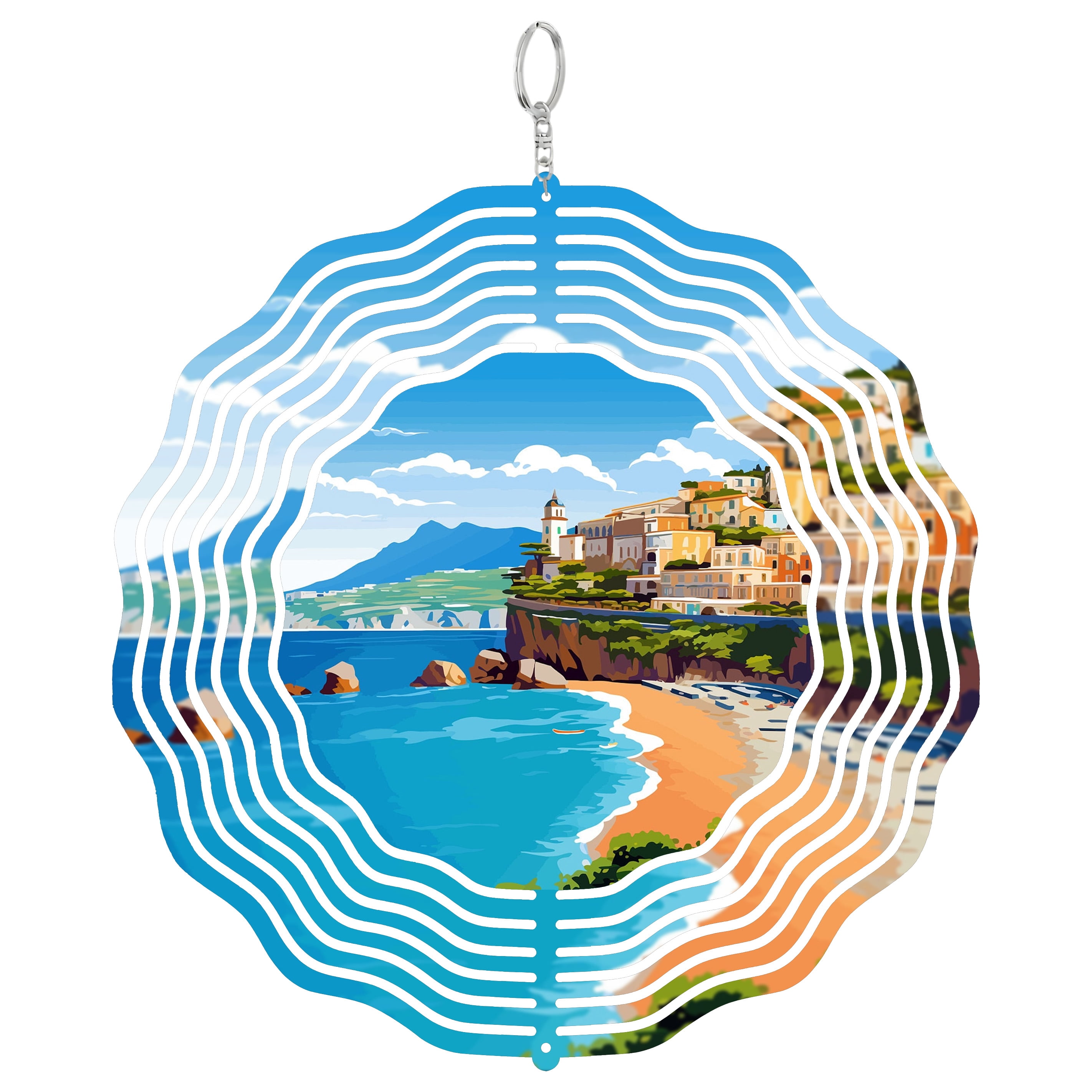 Amalfi Coast Italy Cliffside Village 3D Wind Spinner Stainless Steel ...