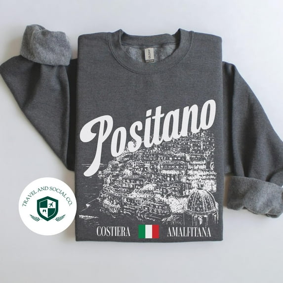 Amalfi Coast, Italy Crewneck T-Shirt Retro Style Italian Travel Outfit ...