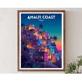 Amalfi Coast Italy Vibrant Travel Retro Futuristic Colorful Coastal ...