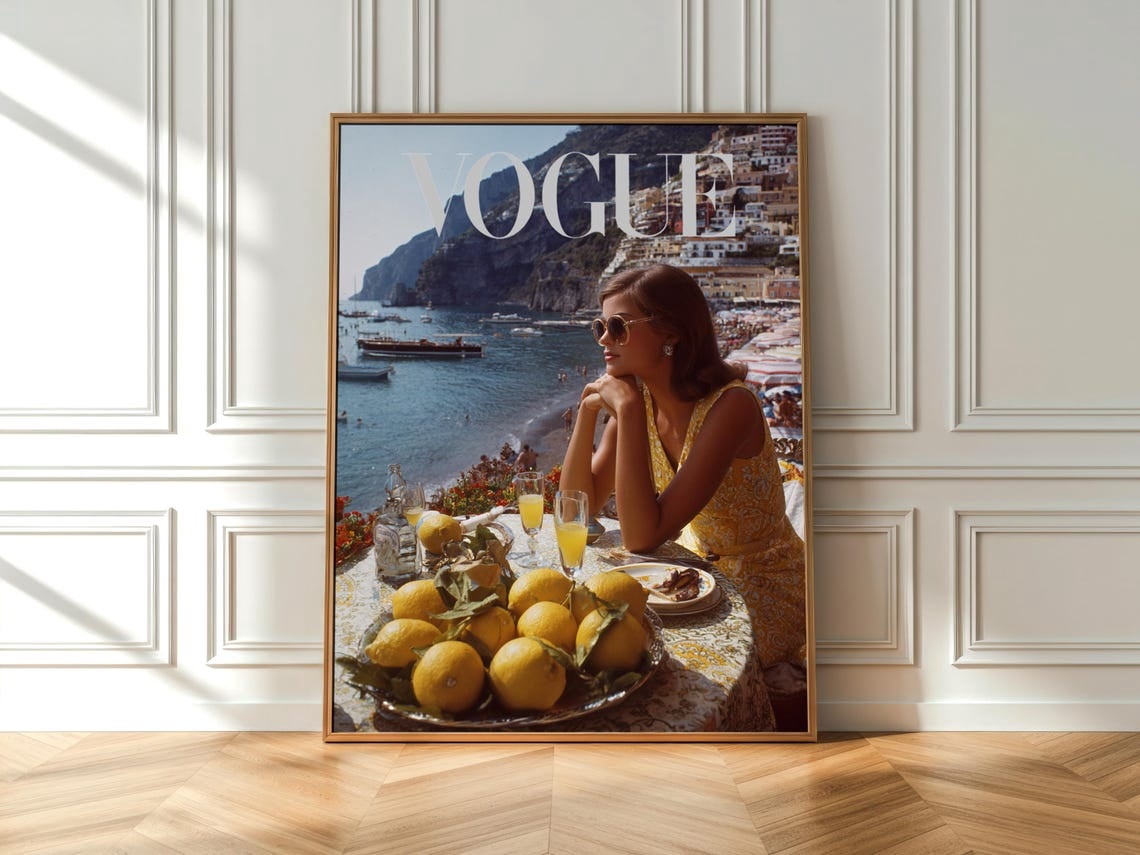 Amalfi Coast Lemon Kitchen Poster, Vintage Coastal Summer Food Art ...