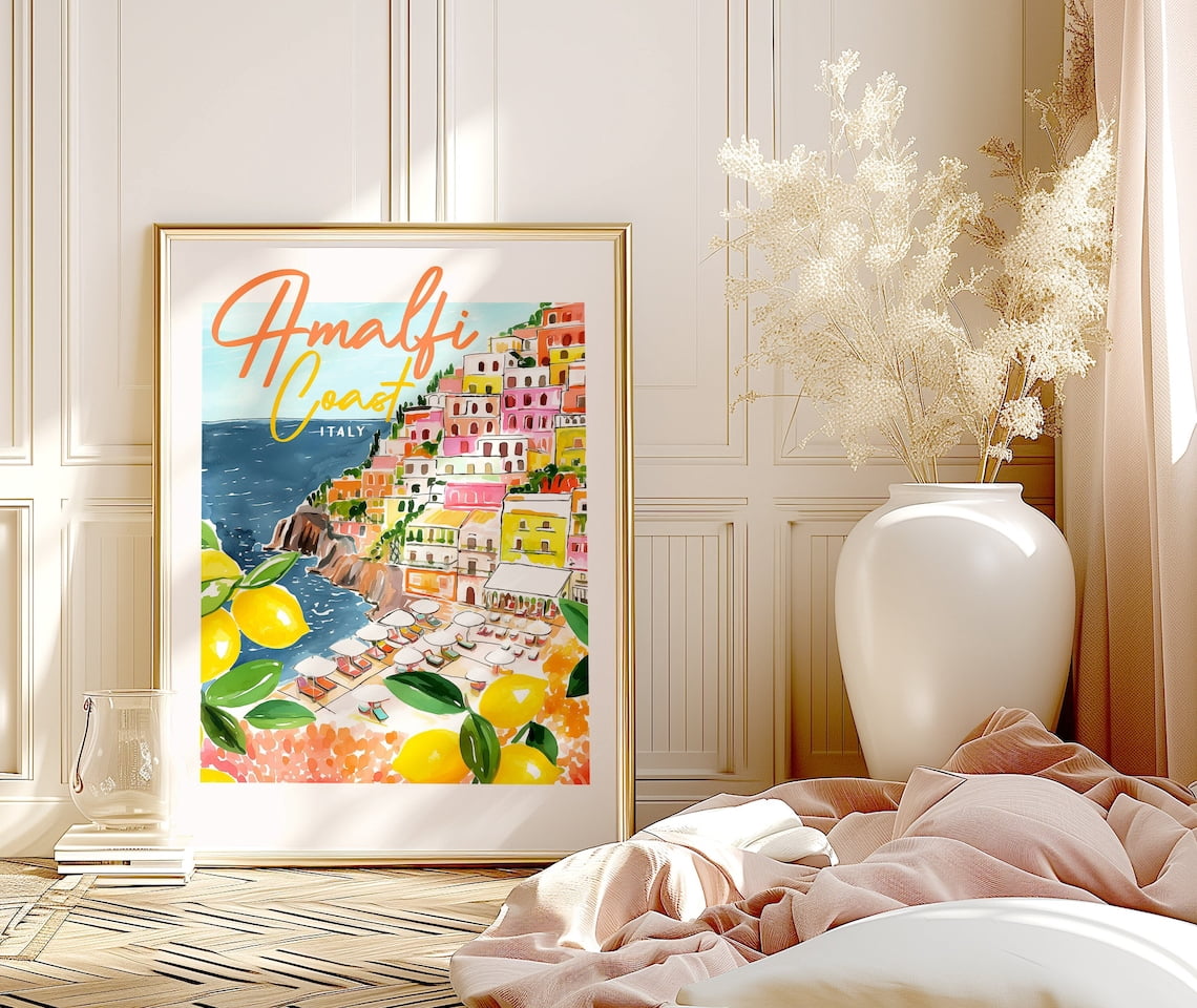 Amalfi Coast Lemon Poster: Positano Italy Travel Poster, Unframed ...