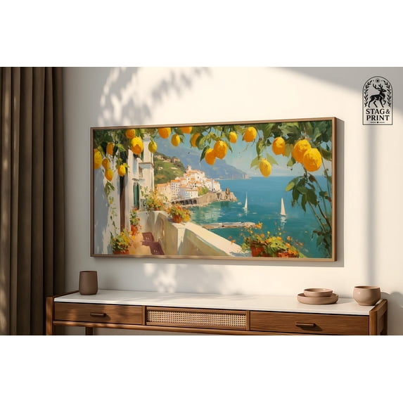 Amalfi Coast Lemon Tree Landscape Print, Unframed Paper Poster 16x20in ...