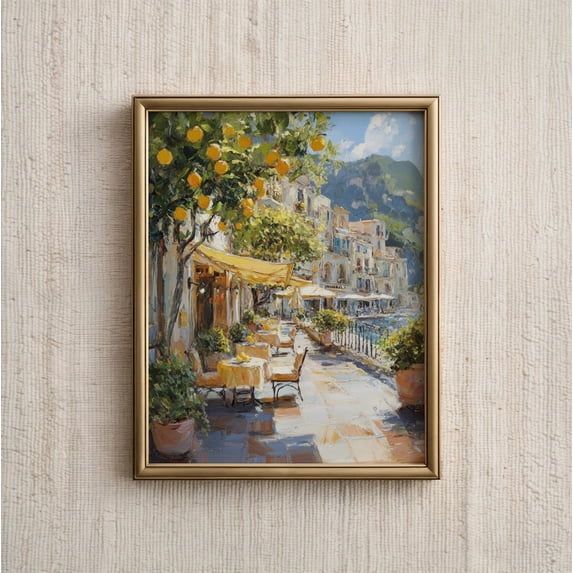 Amalfi Coast Lemon Tree Street Cafe Print, Unframed Paper Poster ...