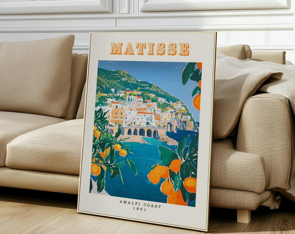 Amalfi Coast Matisse Wall Art Summer In Italy Coastal Print Vibrant Painting For Living Room ...