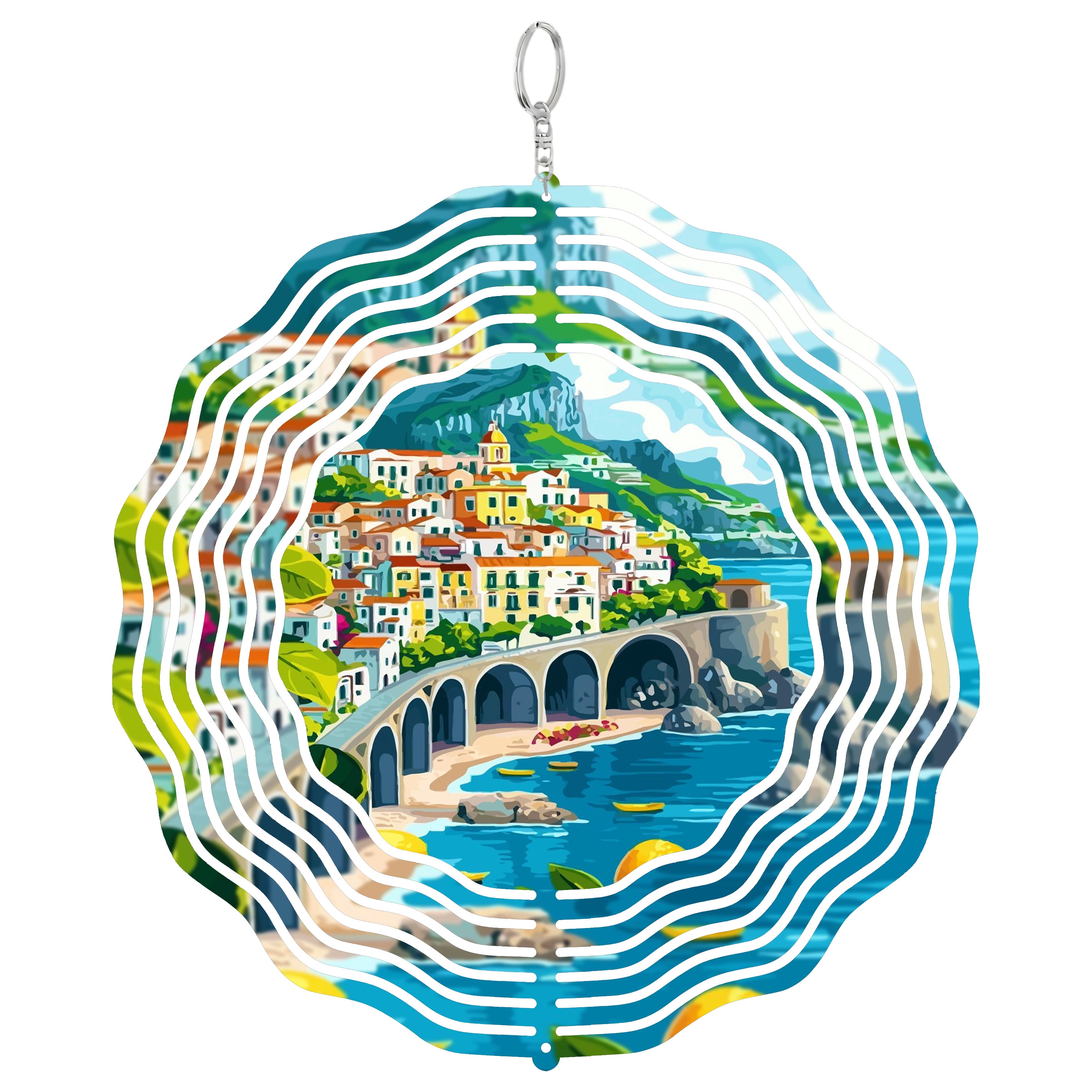 Amalfi Coast Mediterranean Landscape 3D Wind Spinner Stainless Steel ...
