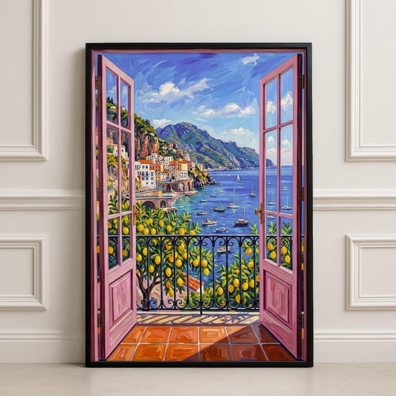 Amalfi Coast Open Window View Print, Unframed Paper Poster 11x14in ...