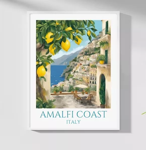 Amalfi Coast Poster, Amalfi Coast Art, Italy Travel Poster Art NO ...